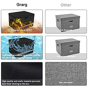Grarg File Box with Lock, Fireproof Filing Box Document Storage Organizer for Hanging Letter/Legal File Folder, Portable File Cabinet with Handle for Home Office