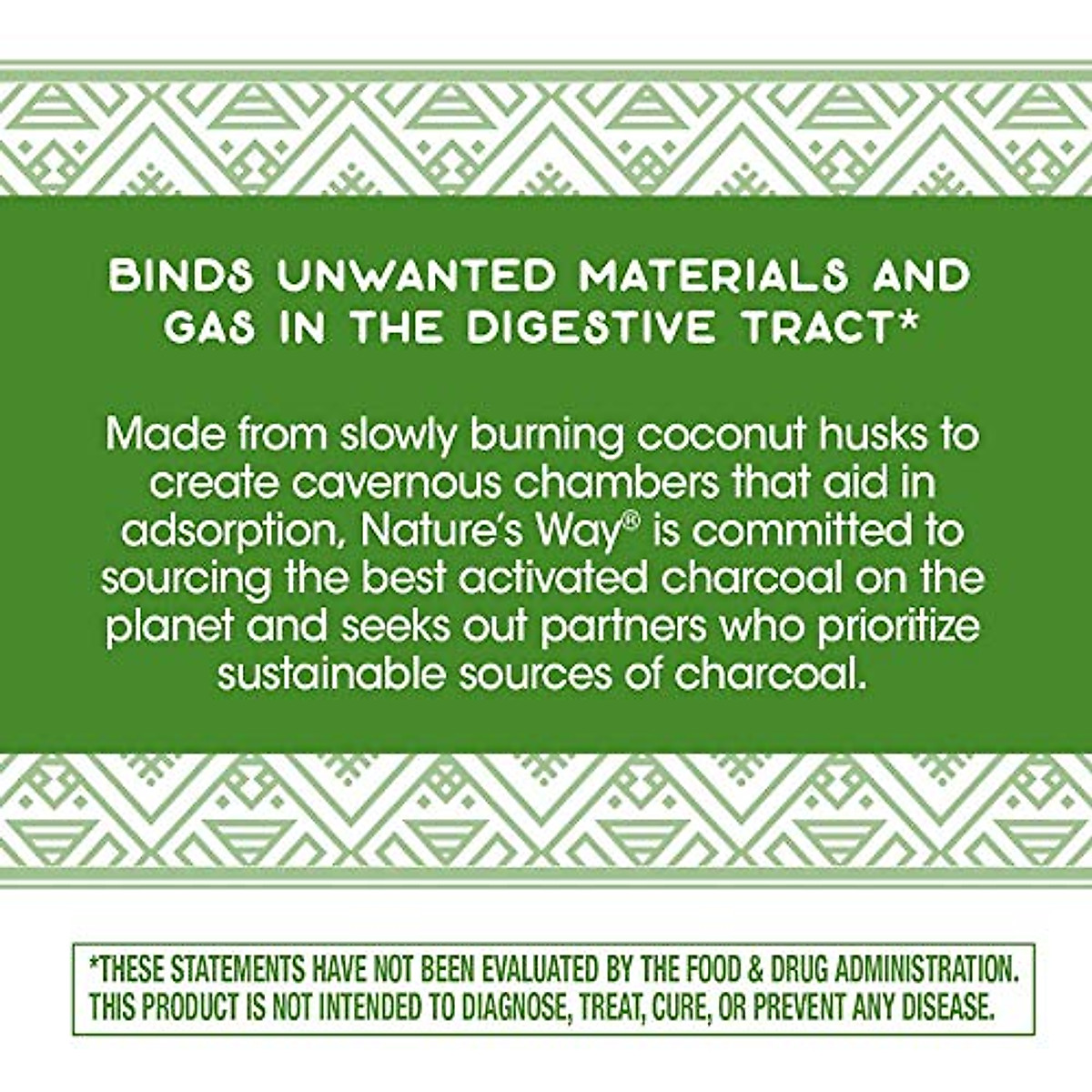 Nature's Way Activated Charcoal, Binds Unwanted Materials and Gas*, 560mg per Serving, 100 Capsules