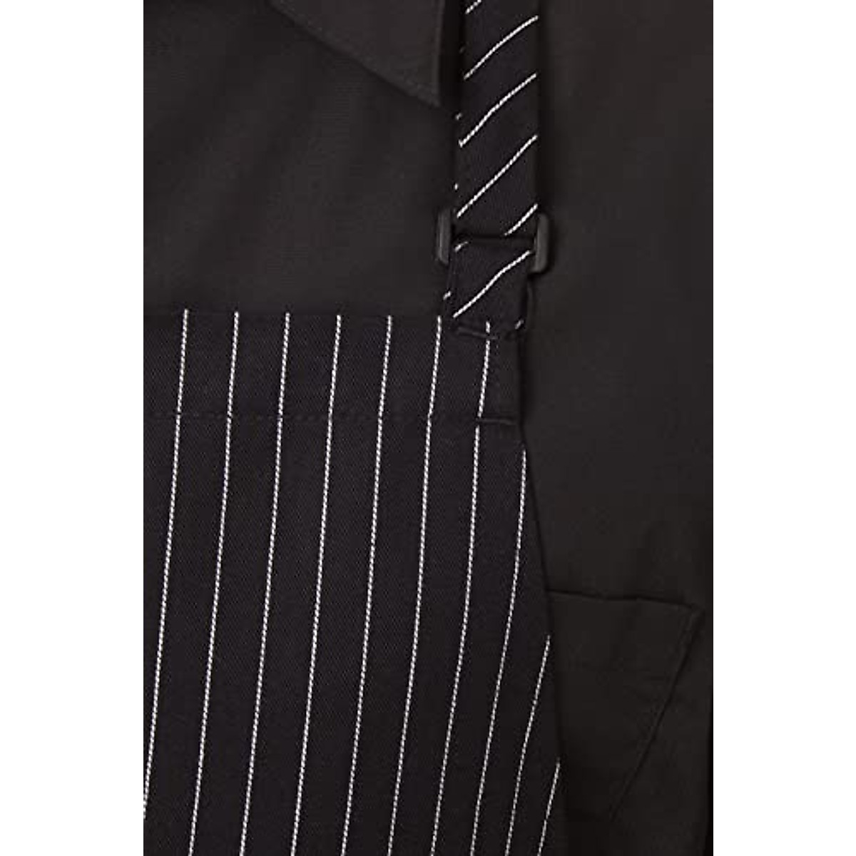 Chef Works Unisex Adjustable Bib Apron, Black W/ Wht Pinstripe, One Size