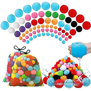 Leyndo Large Reusable Water Balls Multi Size Water Balls Water Toys with 2 Mesh Bags for Pool Backyard Beach Fun Activities Teens Games Outdoor Summer, 10 Colors (102)
