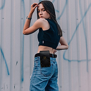 SUMGOGO Retro Belt Pouch Waist Bag Womens Fanny Pack Cellphone Holder Steampunk Medieval Renaissance Purse Costume Accessory (Black)