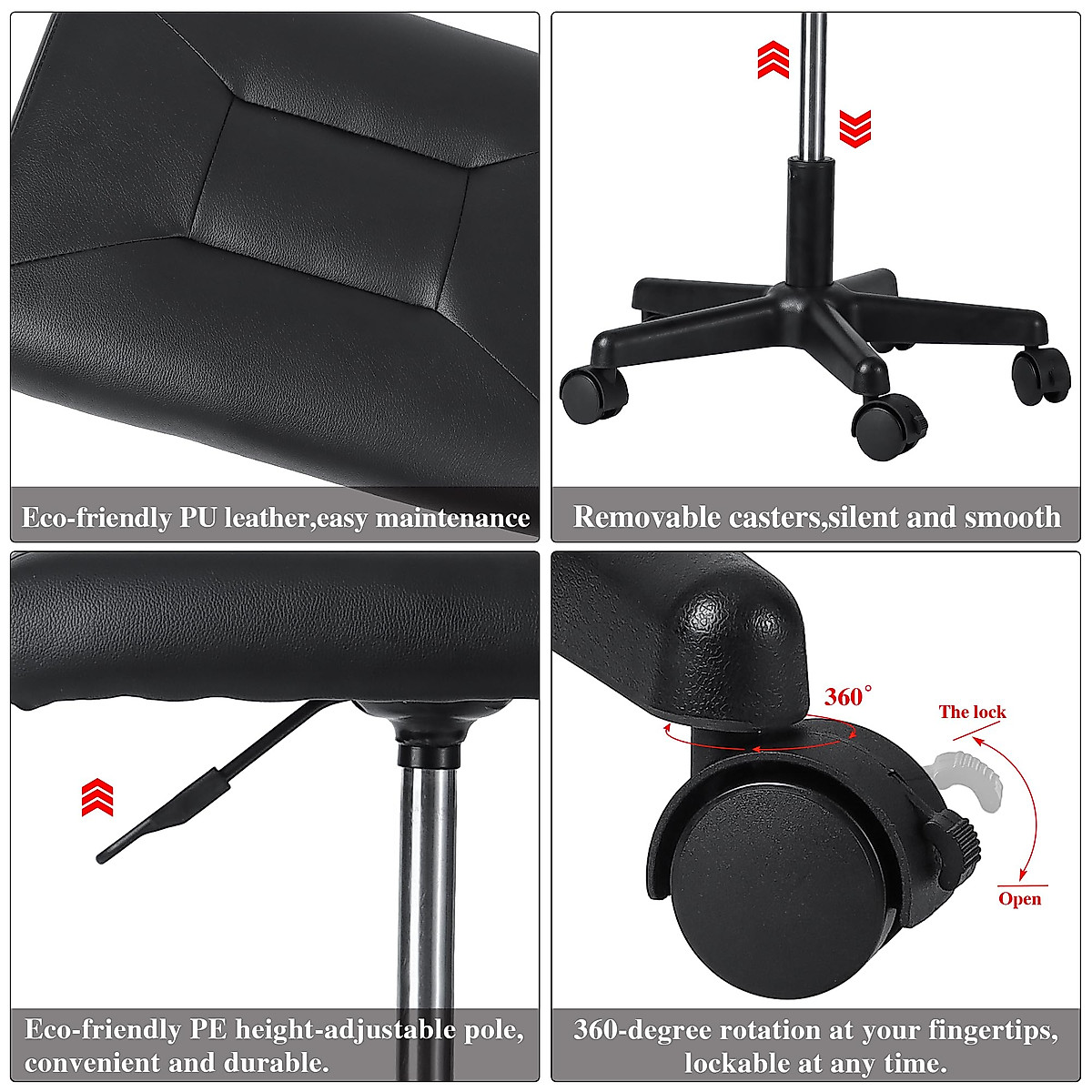 Footrest Stool on Wheels 15-20'' Height Adjustable Multi-Use Stool Gaming Foot Stool Under Desk 360°Swivel Ergonomic Foot Stool W/Lockable Wheels Work Stool for Home Offiece