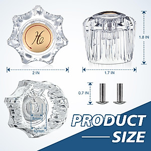 Enhon 2 Pairs Bathroom Faucet Knobs Replacement, Bathtub Faucet Handles Compatible with Delta/Delex/Peerless, Hot and Cold Sink Faucet Knobs Replacement Parts in Clear Acrylic, Include Screws