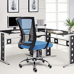 Modern Home Zuna Mid-Back Office Task Chair - Ergonomic Back Supporting Mesh Back Desk Chair (Black/Blue)