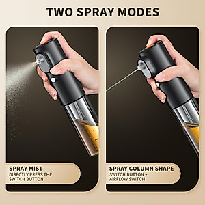 PUZMUG Oil Sprayer for Cooking - Electric Olive Oil Sprayer - 200ml Glass Oil Spray Bottle - Continuous Spray with Portion Control - Two Spray Methods - Kitchen Gadgets Accessories for Air Fryer