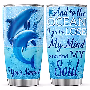 CUBICER Personalized Coffee Tumbler Dolphin Custom Name Valentines Gifts For Girls Women Insulated Cup Travel Mug With Lid Inspirational Quote Glitter Hot And Cold Steel Tumblers