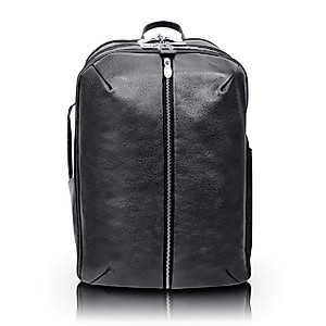 McKleinUSA Englewood, Pebble Grain Calfskin Leather, 17" Leather, Triple Compartment, Carry-All, Laptop & Tablet Weekend Backpack, Black (18895)