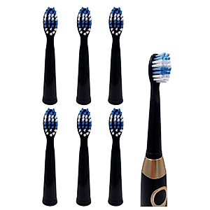 6-Pack Replacement Toothbrush Heads for Dnsly Fairywill FW507/FW508/FW917/FW909/FW949/FW958/FW507B/FW908/FW610/FW659/FW719/FW910 KIPOZI Sboly Sonic Electric Toothbrush (Black)
