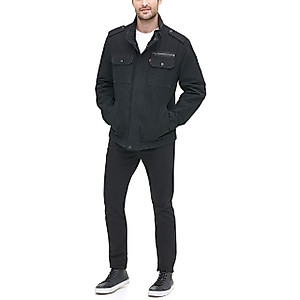 Levi's Men's Washed Cotton Two Pocket Military Jacket (Standard and Big & Tall), Navy Unfilled, Large