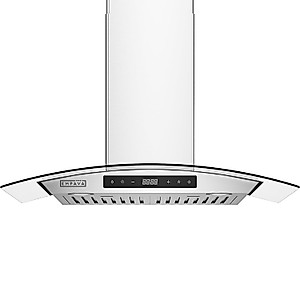 Empava Wall Mount Range Hood 30 Inch, Ducted/Ductless(Charcoal-Filter Sold Separately), Kitchen Exhaust Stove Vent with 400CFM, Tempered Glass, LED Light Stainless Steel, EMPV-30RH06