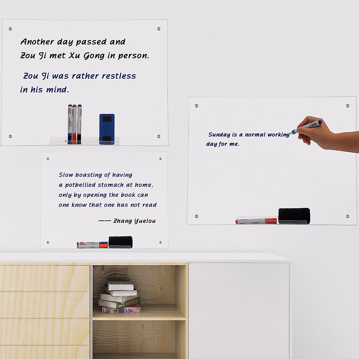 Acrylic Dry Erase Board for Wall,Frameless Design, with Dry Erase Marker and Stand, Eraser, Suitable for Office, School, Restaurant, Home. (11 * 14, Transparent)