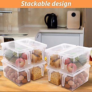 MUXHEL 6 Pcs Food Storage Containers with Handle and Lids, 5L Large Flour Sugar Storage Containers, BPA Free Stackable Pantry Bins for Storing Cereal, Flour, Sugar, Fruits, Vegetables, Meat, Egg