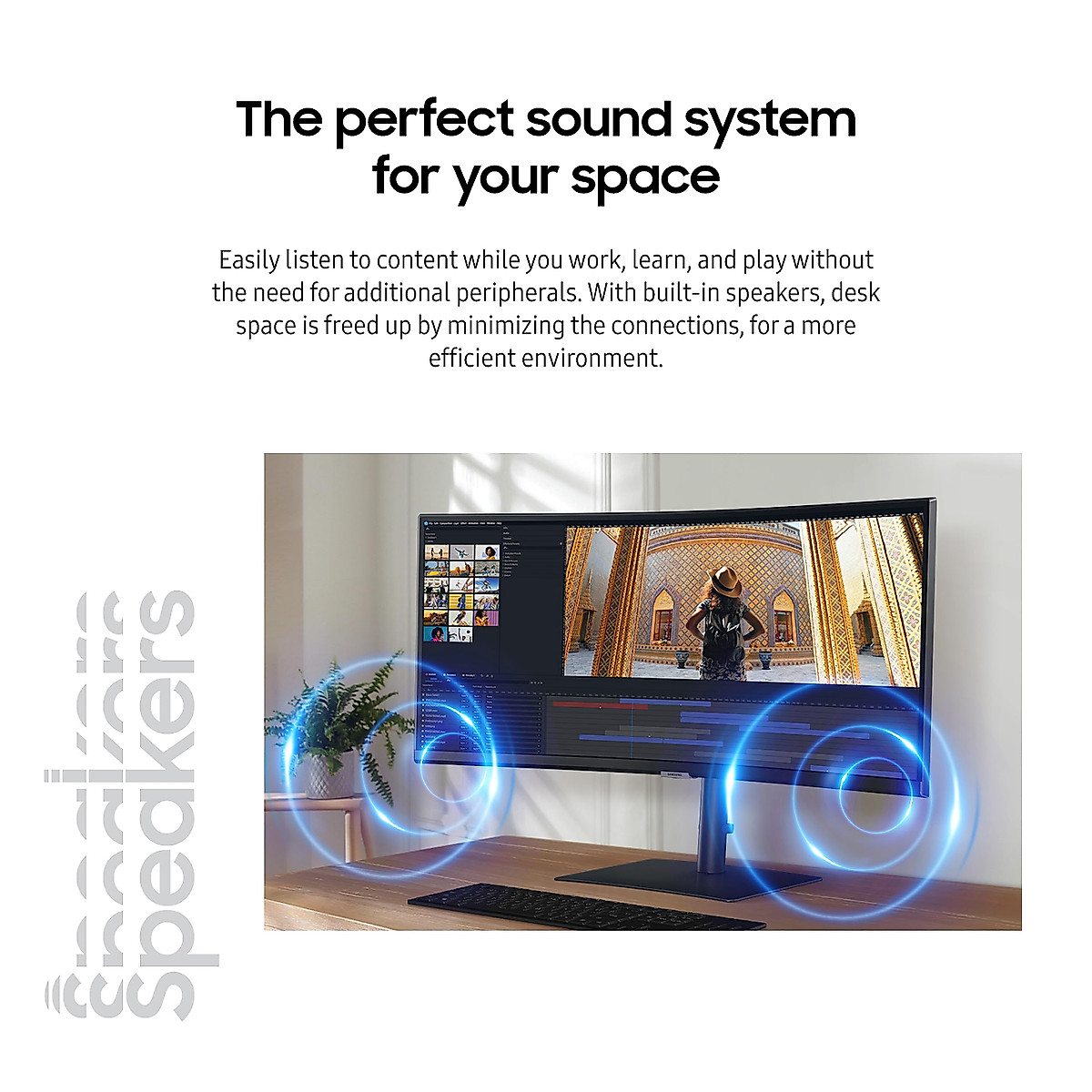 SAMSUNG 34” ViewFinity S65UA Series Ultrawide QHD Curved Monitor, HDR10, 100Hz, 350 nit, USB- C, Adjustable Stand, Intelligent Eye Care, LS34C650UANXGO, Black