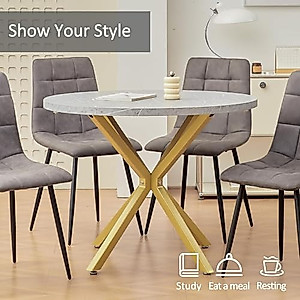 Leisure Coffee Table Modern Marble Effect Table Top Golden Iron Art Mid-Century White Tulip Table Metal Base Pedestal Table for Kitchen Restaurant Living Room Side Table (Color : Grey/Grey)