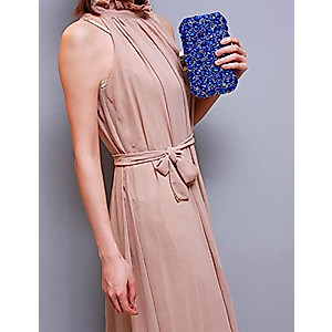 Hupifaz Rhinestone Purse - Crystal Clutch Purses for Women Wedding, Women's Diamond Purse and Formal Evening Bag (Royal Blue)