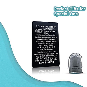 Xiahuyu Nephew Gifts from Aunt Christmas Birthday Gifts for Nephew Engraved Wallet Card for Nephew Graduation Gifts Inspirational Gifts for Nephew