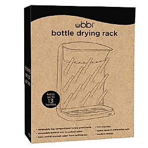 Ubbi Vertical Baby Bottle Drying Rack, Countertop Drying Rack Baby Accessory, Gray