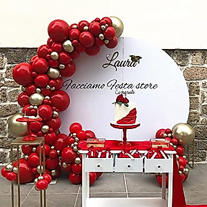 RUBFAC 87pcs Ruby Red Party Balloons Different Sizes 18 12 10 5 Inches for Garland Arch, Premium Red Latex Balloons for Birthday Party Wedding Baby Shower Christmas Decorations