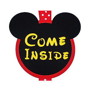 RORARO Mickey Mouse Birthday Welcome Door Sign Felt Decorations Welcome Hanger-Come inside its fun inside-Disney Decorations Supplies Birthday banner Party Favor