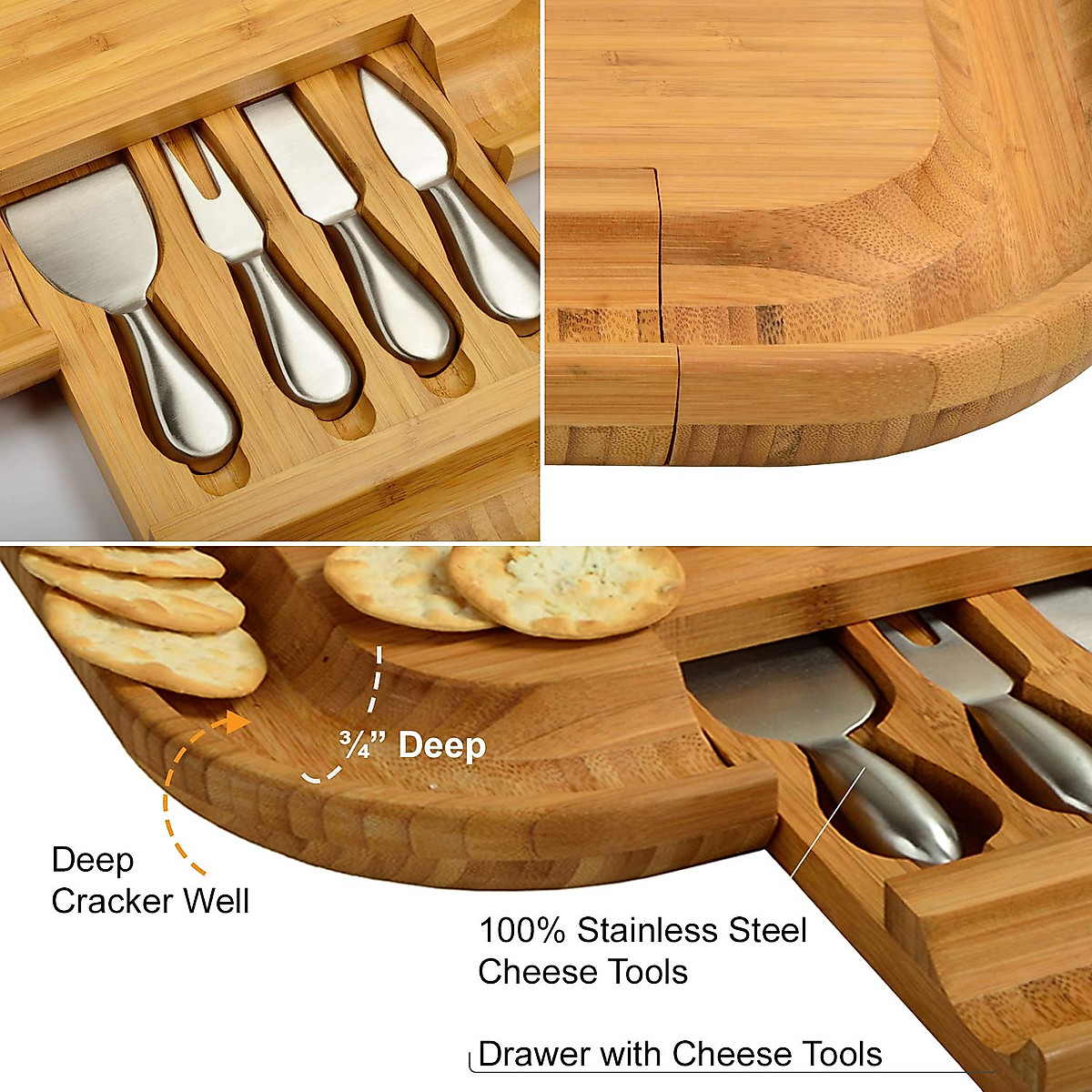 NCAA Alabama Crimson Tide Officially Licensed Bamboo Cheese/Charcuterie Board with knife Set & cheese Markers by Picnic at Ascot