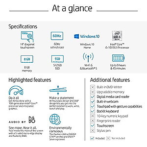 HP Pavilion x360 14 Convertible 2-in-1 Laptop, 14” Full HD Touchscreen Display, Intel Core i5, 8 GB DDR4 RAM, 512 GB SSD Storage, Windows 10 Home, Backlit Keyboard (14-dh2011nr, 2020 Model)