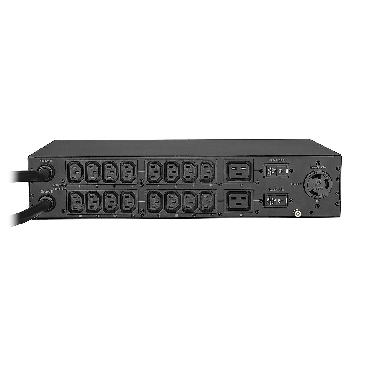 CyberPower PDU30MHVT19AT Metered ATS PDU, 200-240V/30A, 19 Outlets, 2U Rackmount