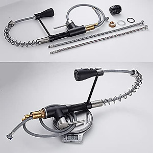 Kitchen Sink Faucet for Bar Farmhouse Commercial, Spring Pull Out Kitchen Faucet, Brass Black and Nickel Pull Down Kitchen Sink Faucet, Luxury Hot & Cold Kitchen Mixer Tap (Color : Style 1 Gold)