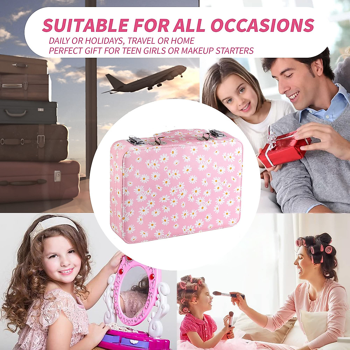 Hot Sugar All in One Beginner Makeup Kit for Teen Girls 10-12, Cosmetic Gift Set for Birthday or Christmas (PINK DAISY)