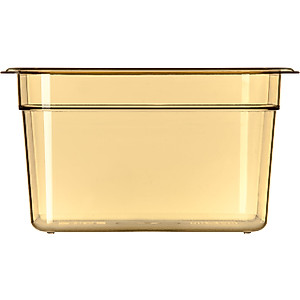 Carlisle FoodService Products Storplus High Heat Food Pan Steam Table Pan, Chafing Pan with Spoonable Corners for Catering, Buffets, Restaurants, High Heat Plastic, 1/4 Size 6 Inches Deep, Amber