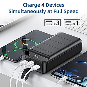 Power Bank 50000mAh, 22.5W PD Quick Charge Portable Charger with 4 Outputs & 3 Inputs & Flashlight and LED Display, Huge Capacity Safer External Battery Pack for Smartphone, Android, Tablet & etc