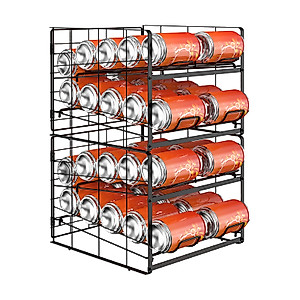 OYEAL Soda Can Organizer Beverage Rack Dispenser Stackable Can Rack Organizer for Pantry Refrigerator Kitchen Cabinets, Dispenser 20 Standard Size 12oz Soda Cans or Canned Food, 2 Pack
