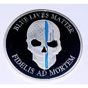 NYPD New York Police Officer Mourning Band Colorized Challenge Art Coin