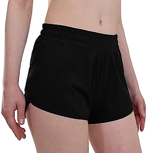 Aurefin Running Shorts for Women，Lightweight Athletic Shorts with Mesh Liner and Zip Pocket Quick Dry Workout Sports Shorts Black/Small