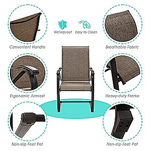VICLLAX Spring Motion Patio Chair High Back Mesh Sling Outdoor Dining Chairs Set of 6