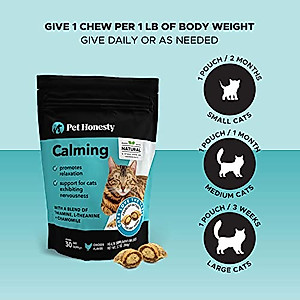 PetHonesty Calming Chews for Cats - Helps Reduce Stress and Cat Anxiety Relief - Behavioral Support & Promotes Relaxation for Travel, Boarding, Vet Visits, Separation Anxiety -Chicken (30-Day Supply)