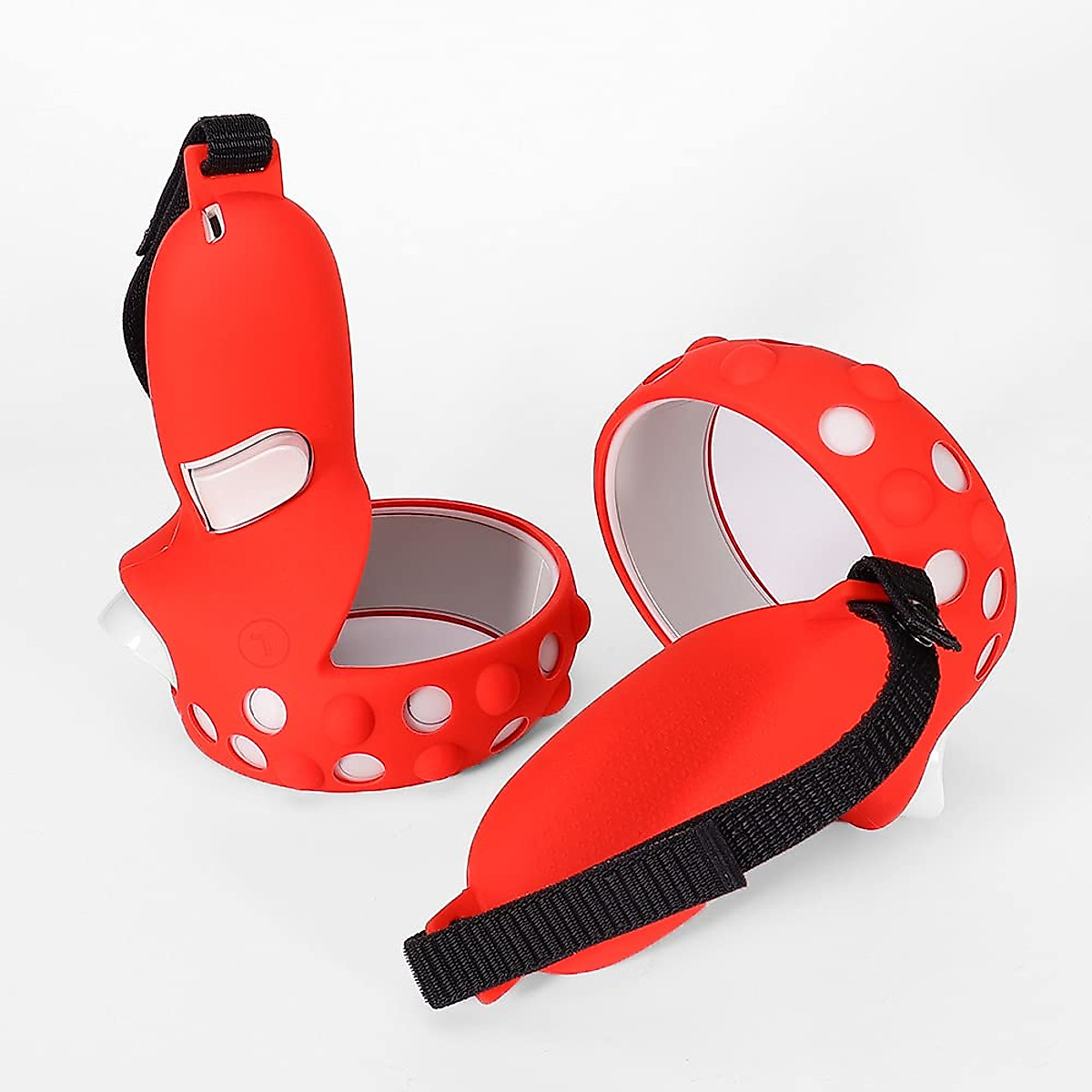 Silicone Controller Handle Grip Case Full Protective Sleeve Knuckle Strap Accessories for Quest 2 Virtual Reality VR Glasses Headset (Red)