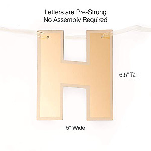 PapaKit Large Happy Birthday Premium Bunting Banner Decoration Baby Boy Girl Adult Party Supply (Metallic Gold with Accent Border)