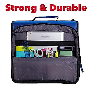 Case-it The Universal Zipper Binder - 2 Inch O-Rings Padded Pocket That Holds up to 13 Laptop/Tablet Multiple Pockets 400 Page Capacity Comes with Shoulder Strap Midnight Blue LT-007