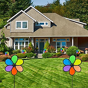 timecity 9.4 inch Wind Spinners Flower Spinners Colorful Wind Spinners for Lawn Pinwheels Windmill Party Pinwheel Wind Spinner Yard and Garden ，4pcs