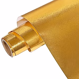 Gatichetta Foil Self Adhesive Vinyl 12" x 6FT Textured Metallic Craft Permanent Vinyl Roll for Cutting Machine, Mugs, Decals, Stickers, Foil Gold