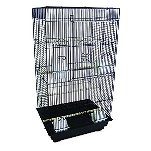 YML A6824 3/8" Bar Spacing Tall Flat Top Small Bird Cage, Black, 18" x 14"