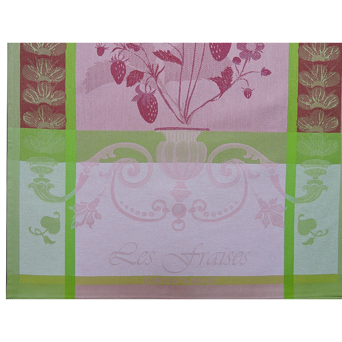 Garnier Thiebaut, Fraisier Rose (Strawberry Plant) Woven Kitchen / Tea Towel, 100 % Cotton