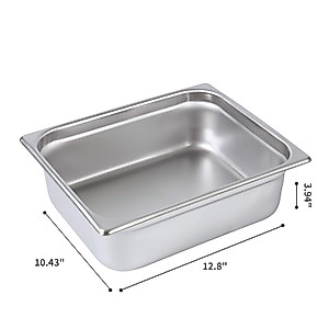 STEELBUS 6 Pack 1/2 Size,4 Inches Deep Steam Table Pan,Anti-Jam Standard GN Hotel Pans,NSF Commercial Stainless Steel Chafing Pans,Catering Storage Metal Food Pans for Restaurant, hotel & home