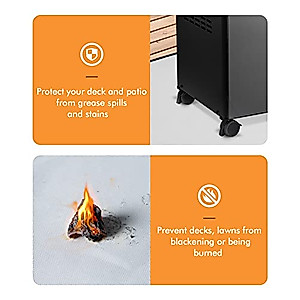 homenote Grill Mat for Outdoor Grill, Fiberglass Large 36 x 65 inches Deck Protector Under Grill Mats, Fireproof Floor Mat for Outdoor, Perfect for Charcoal Gas Grills,Griddles and Smokers, Silver