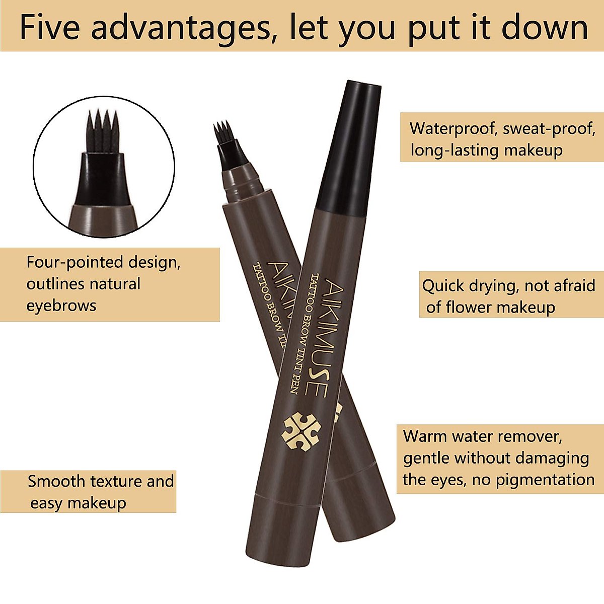 Lusucat Liquid Eyebrow Pen Waterproof Microblading Eyebrow Pencil with a Micro-Fork Tip Applicator Creates Natural Looking Brows Effortlessly