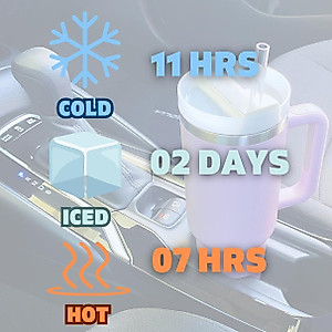 40 oz Tumbler with Handle and Straw Lid Insulated Reusable Stainless Steel Travel Mug Iced Water for Hot Spring and Summer Vacation, Tumbler with Handle, H2.0 Flowstate Quencher (Cream)