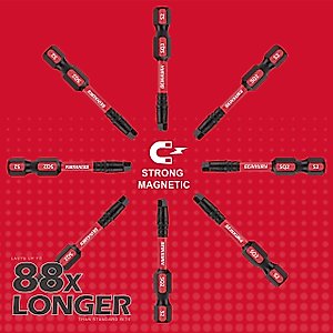 GEINXURN Impact Tough #2 Square 2 in. Insert Driver Bits,50Pack SQ2 Screwdriver Bits Set 2”Long with 1Pcs Impact Bit Holder,Bulk