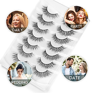 False Eyelashes Fluffy False Lashes Wispy Natural Lashes 3D Faux Mink Lashes 7 Pairs Jiocolor Volume Eye Lashes DJ-20