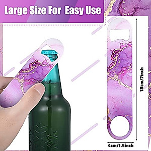 4 Pcs Flat Bottle Opener Heavy Duty Stainless Steel Beer Bottle Opener for Kitchen Bar Restaurant, 7 Inches (Marble Print)