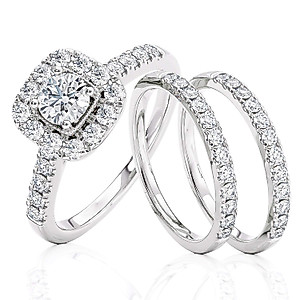 Beverly Hills Jewelers 1 Carat Diamond Engagement Ring - 14 Karat White Gold Diamond Ring for Women Diamond Engagement Ring (Size 7)